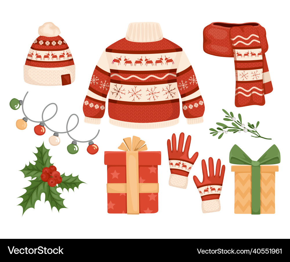 Handmade christmas gifts set Royalty Free Vector Image