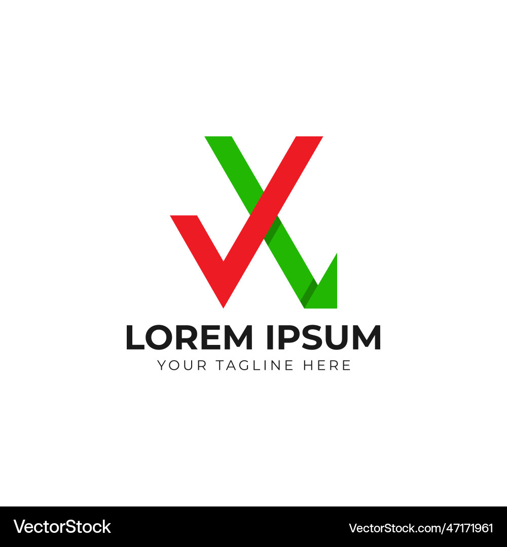 Letter x tick or check mark logo design icon Vector Image
