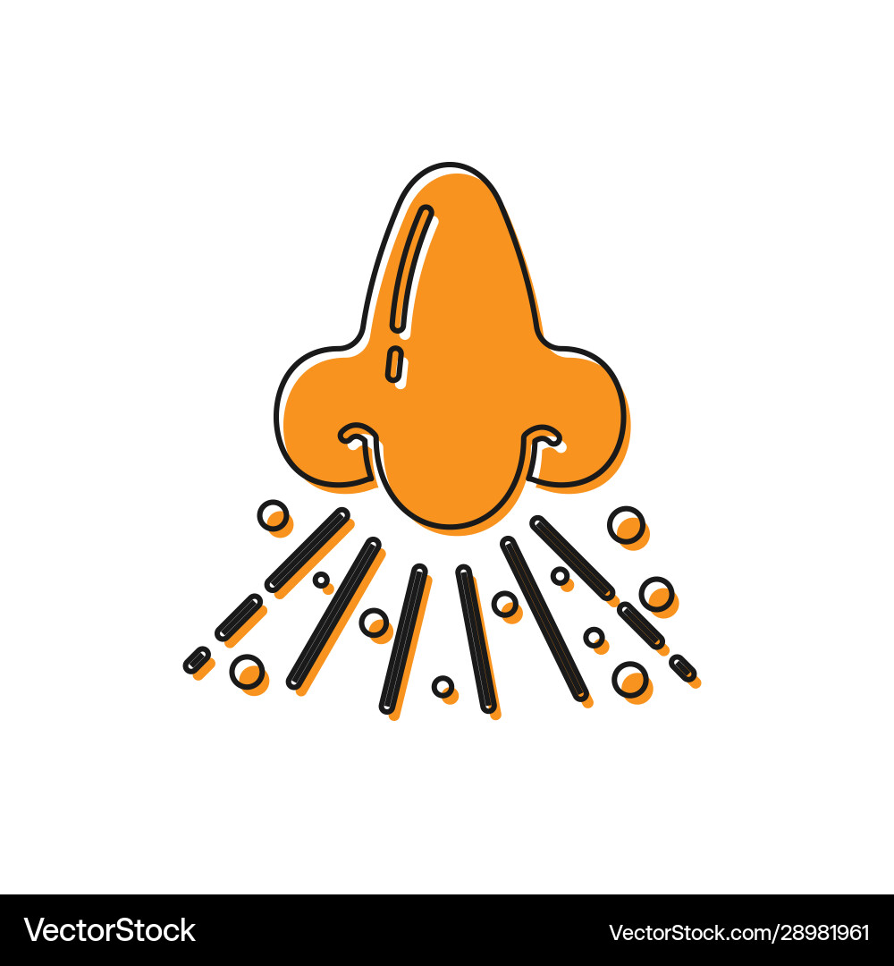 Orange runny nose icon isolated on white Vector Image