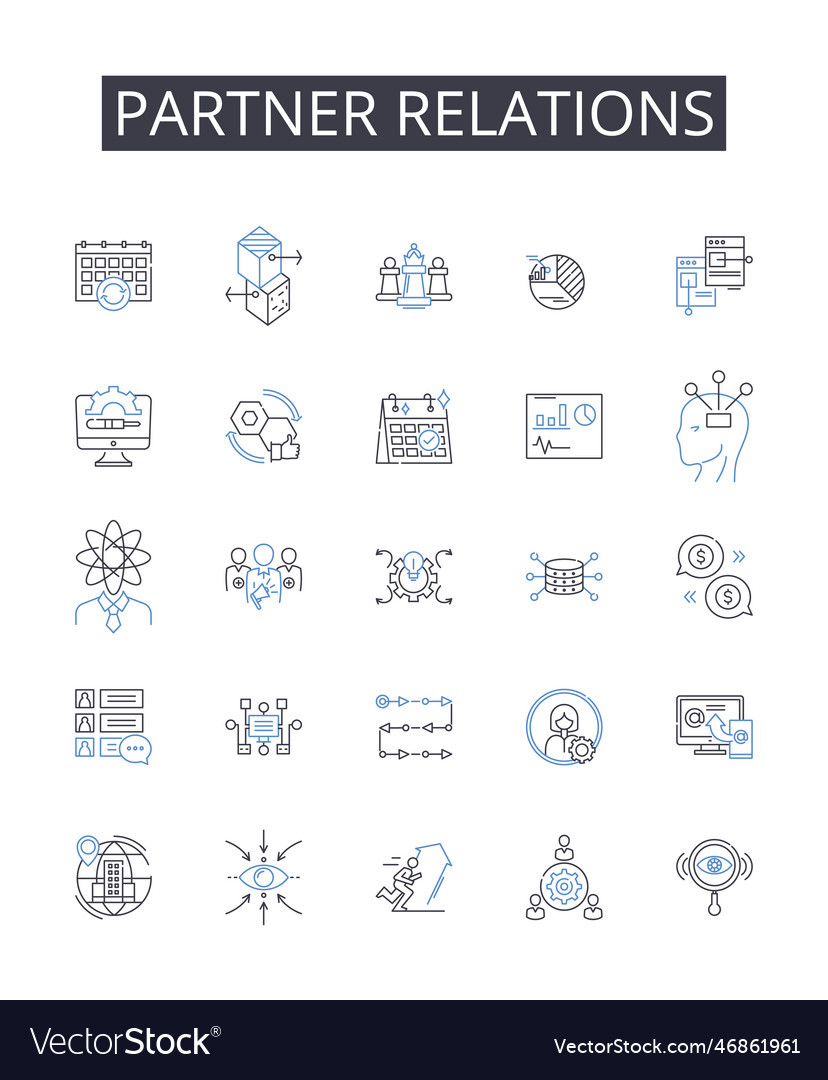 Partner relations line icons collection employee Vector Image Partner relations line icons collection employee Vector Image
