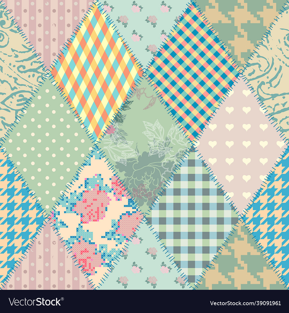 Patchwork textile pattern seamless quilting Vector Image