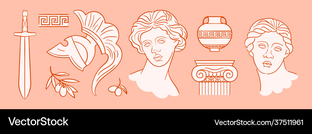 Sticker set in modern ancient greek style Vector Image