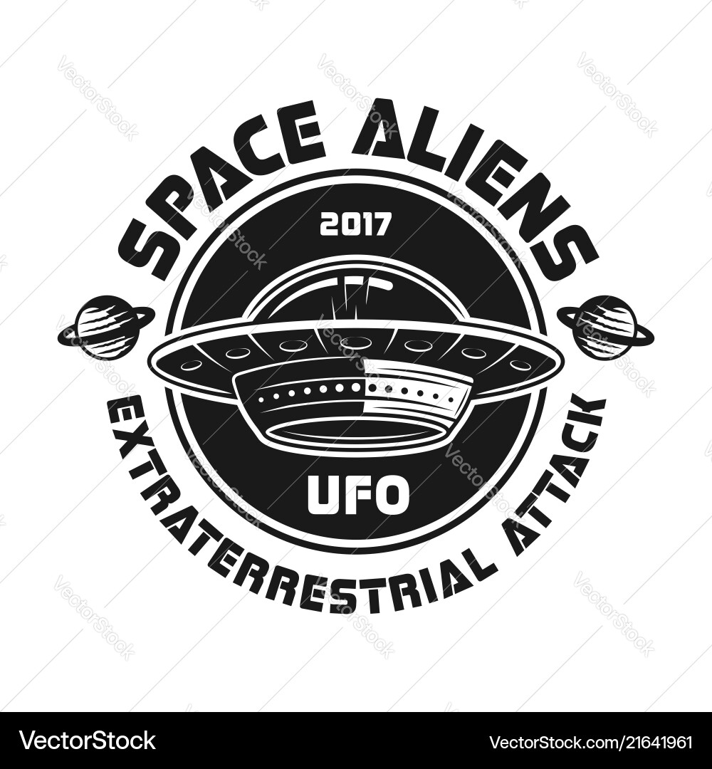 Ufo vintage emblem with text space aliens Vector Image