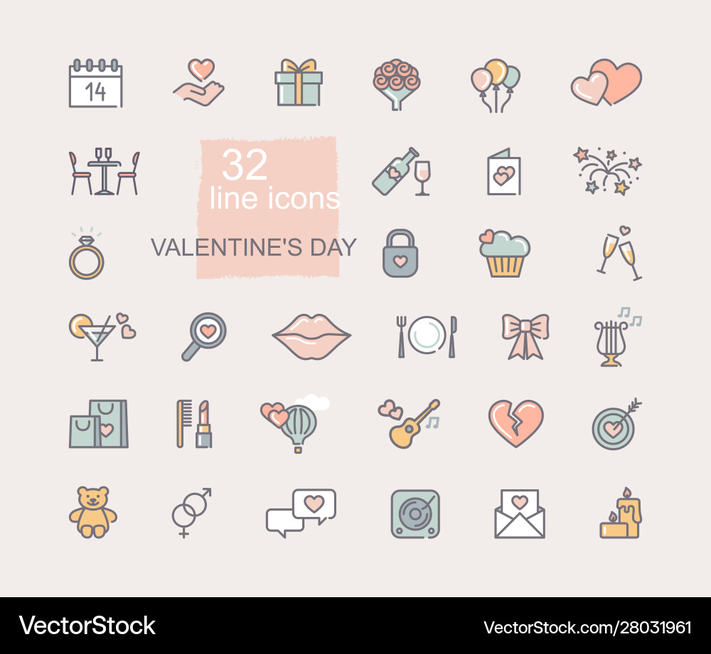 Valentine icon set happy day related Royalty Free Vector