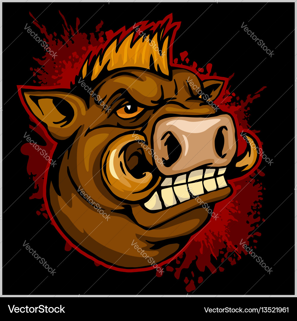 Wild Boar Head Mascot Royalty Free Vector Image