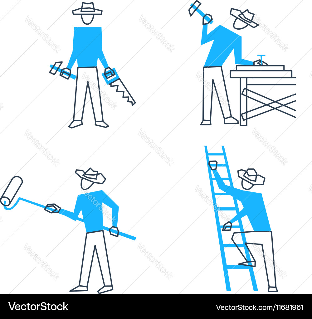 Working men at construction site season works Vector Image