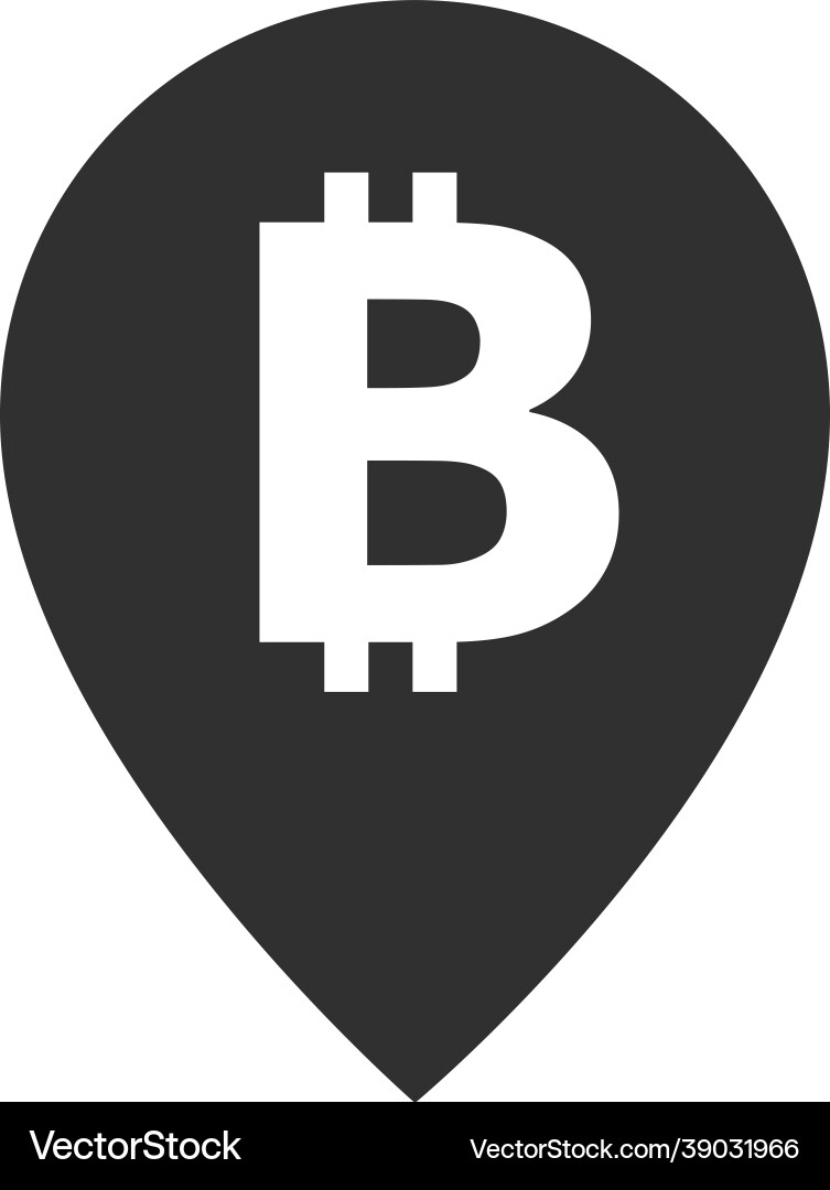Bitcoin map pointer flat icon symbol Royalty Free Vector