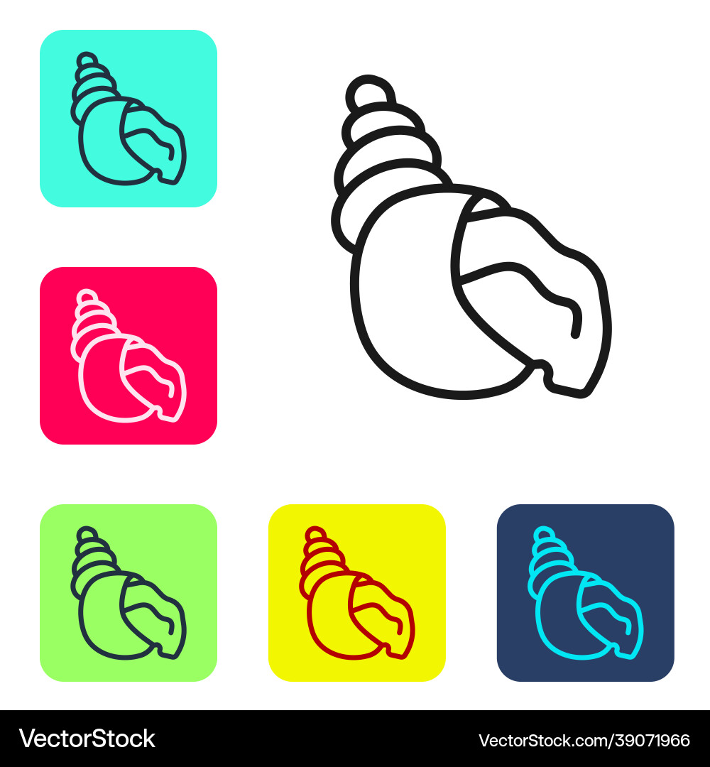 Black line scallop sea shell icon isolated Vector Image