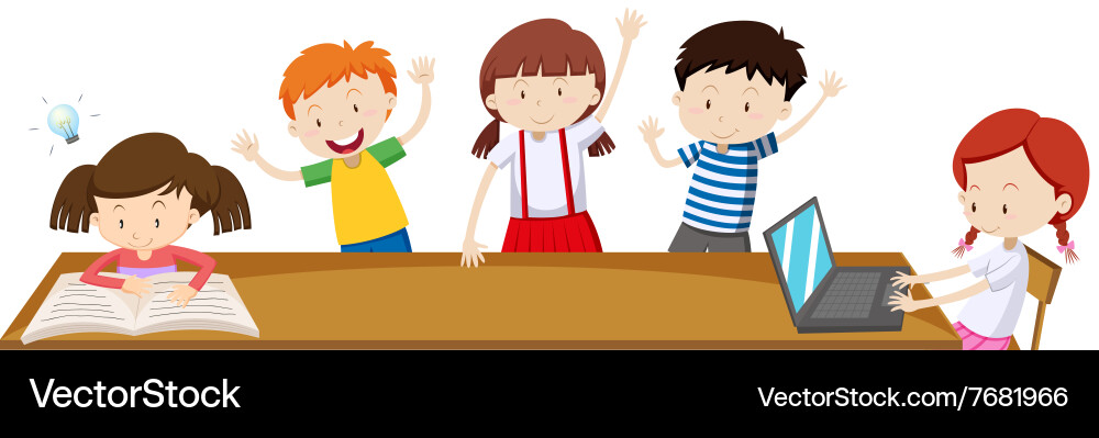 Children learning in classroom Royalty Free Vector Image