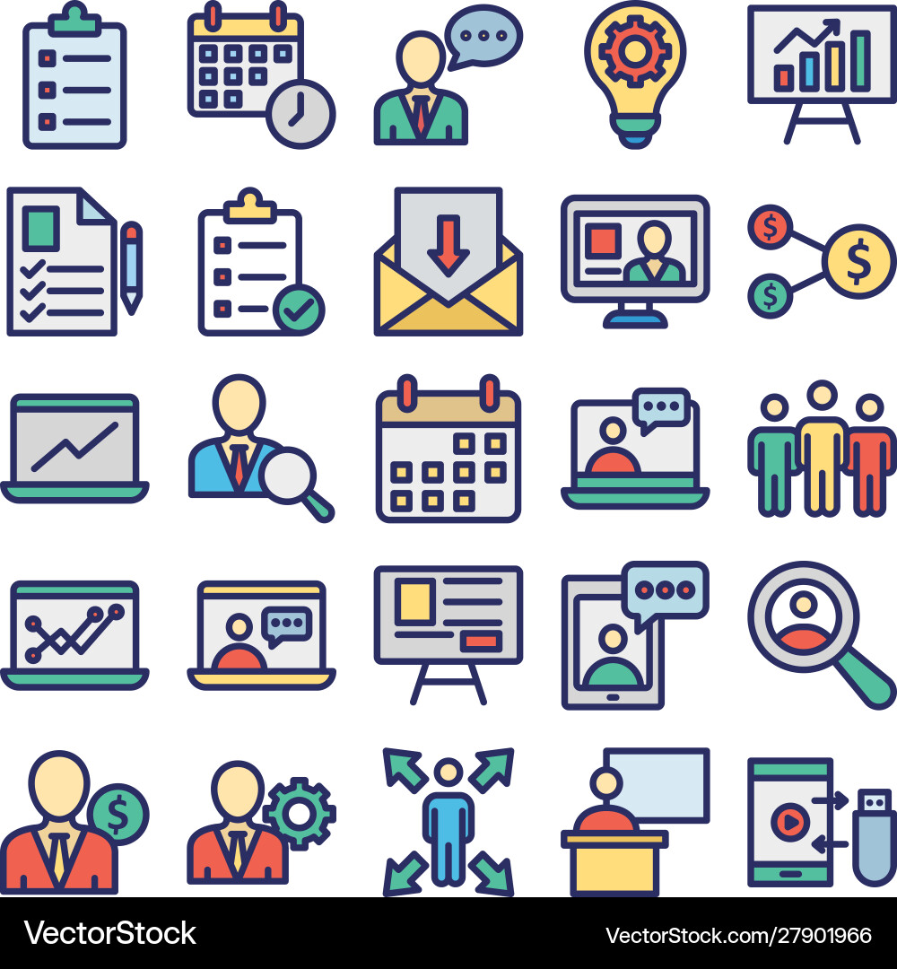 Corporate isolated icons set every Royalty Free Vector Image