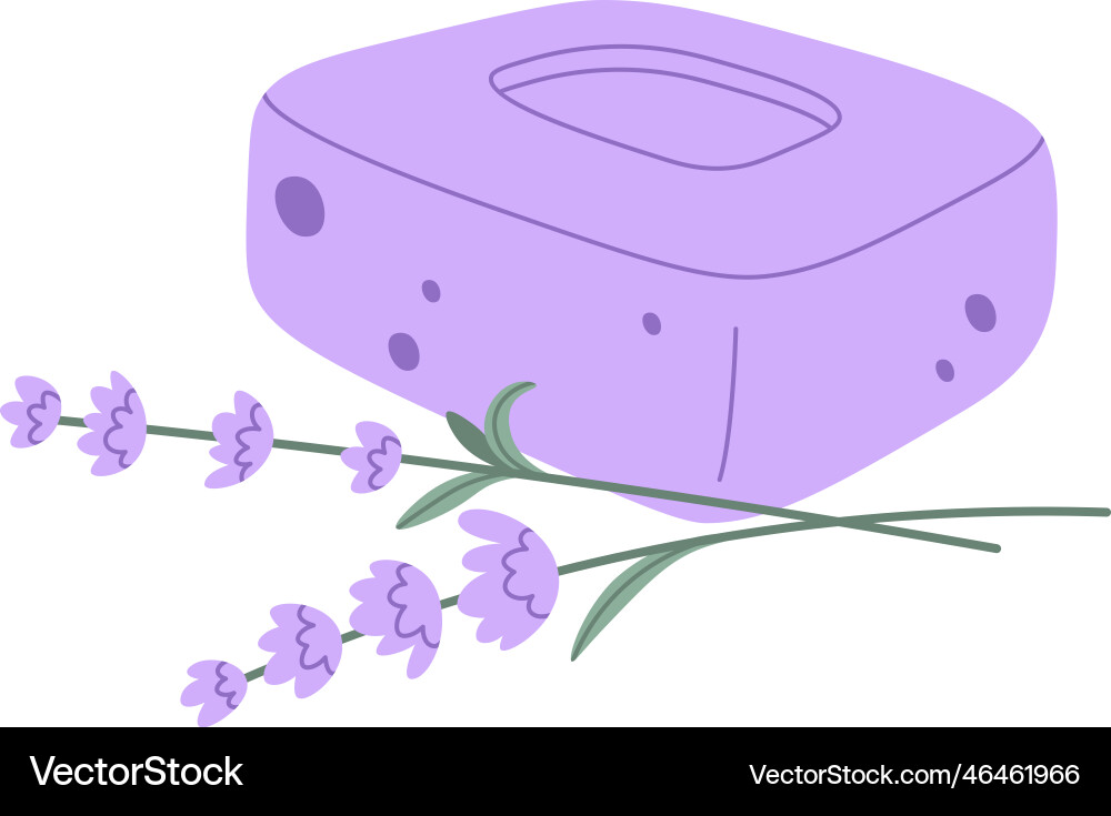 Cosmetic lavender soap with flowers Royalty Free Vector