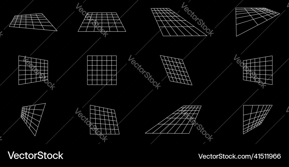 Cyber futuristic perspective 3d wireframe on black