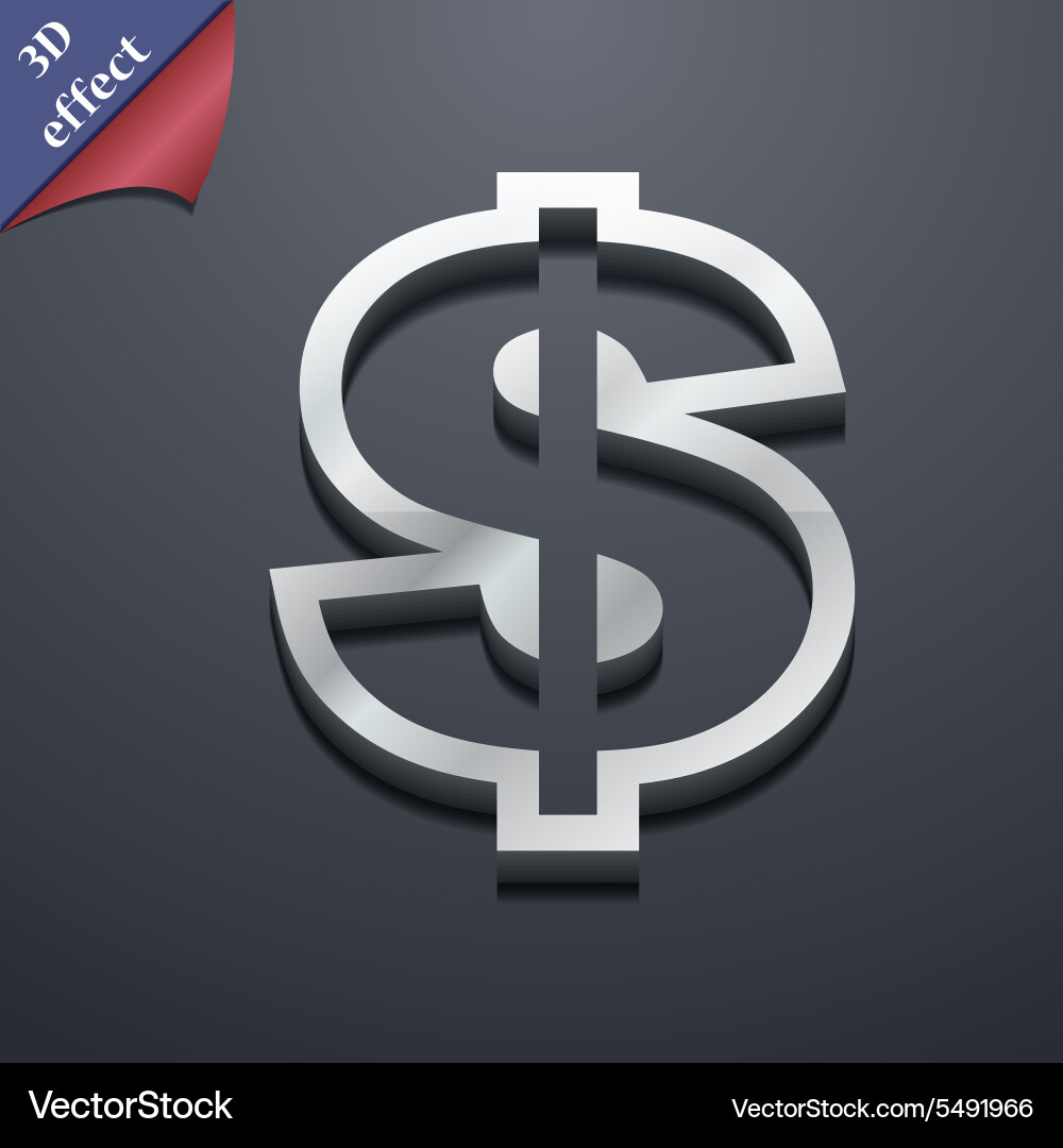 Dollar icon symbol 3d style trendy modern design Vector Image