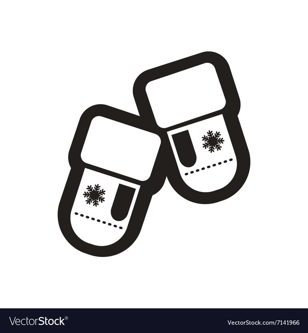 Flat icon in black and white mittens Royalty Free Vector
