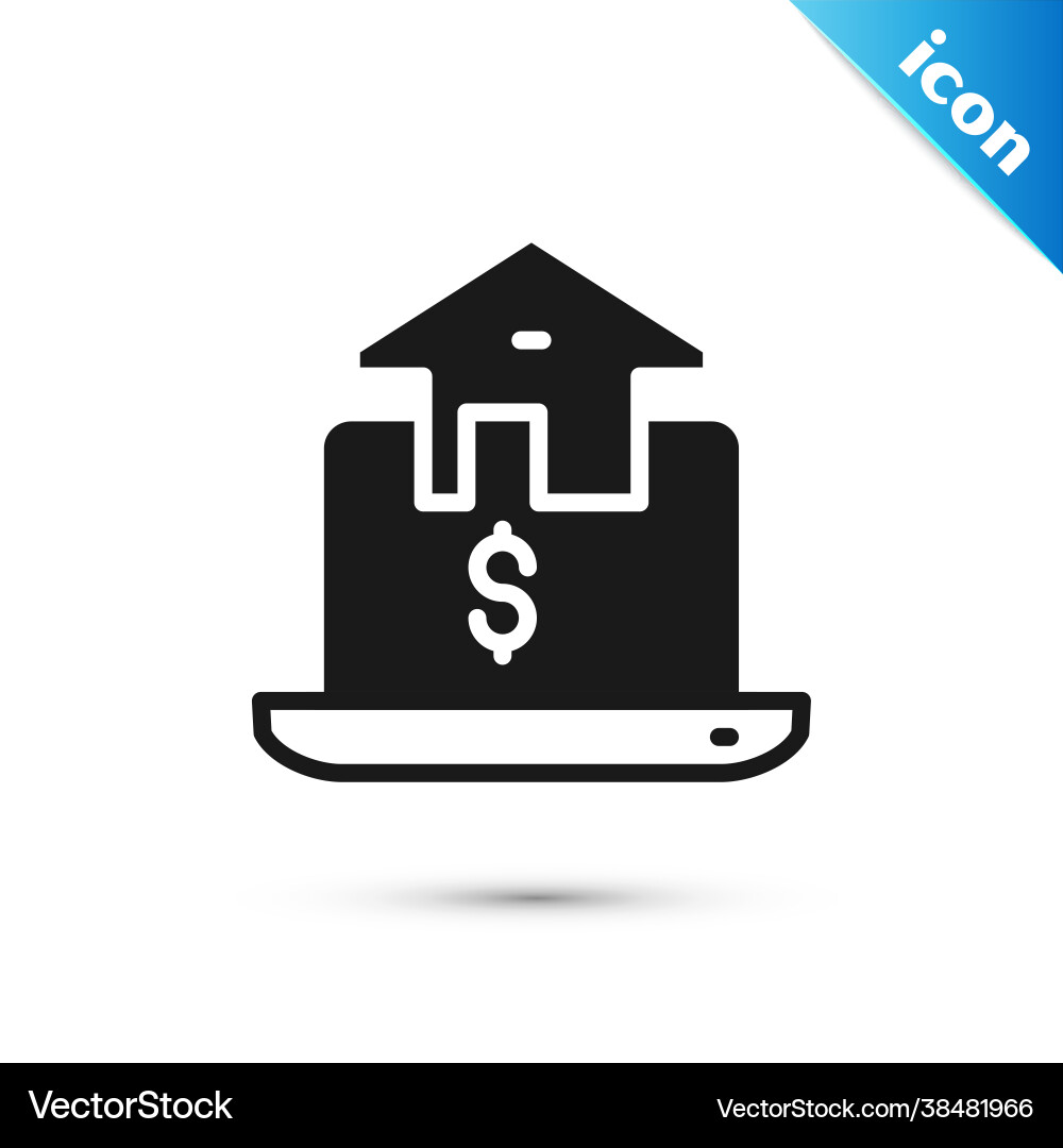 Grey online real estate house in browser icon Vector Image