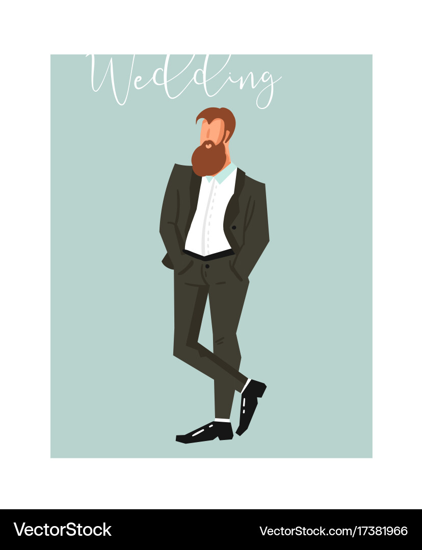 Hand drawn abstract cartoon wedding groom Vector Image