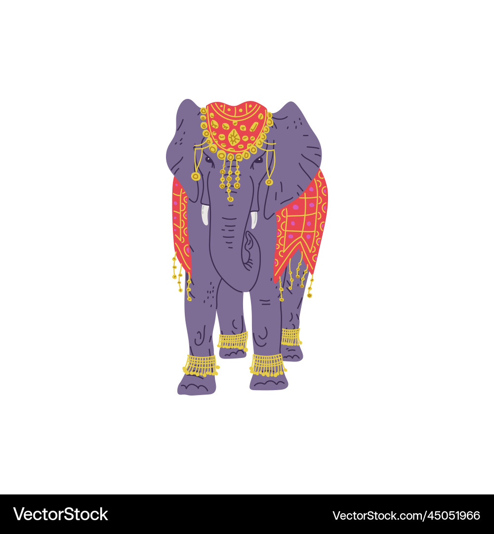 Hindu traditional holiday decorated elephant flat Vector Image