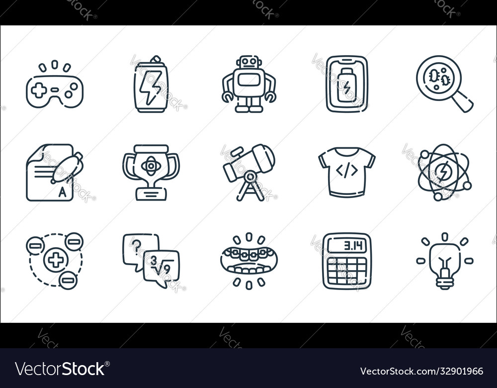 Nerd line icons linear set quality line set Vector Image
