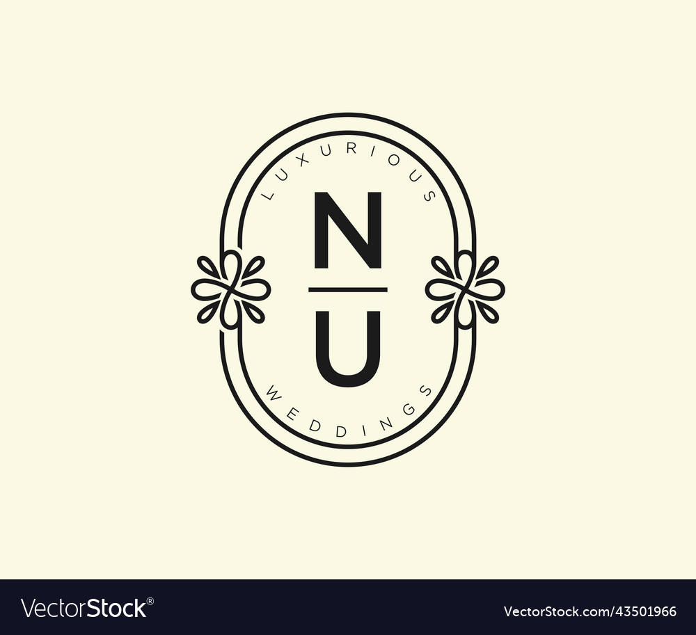 Nu initials letter wedding monogram logos Vector Image