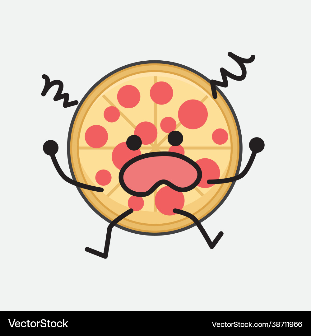 Pizza character with cute face and simple body Vector Image