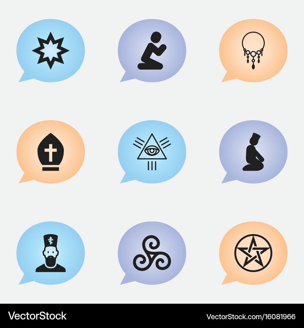 Set 9 editable faith icons includes symbols Vector Image