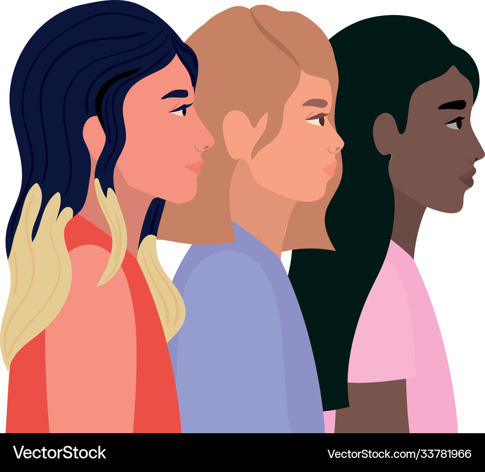 Women cartoons in side view design Royalty Free Vector Image