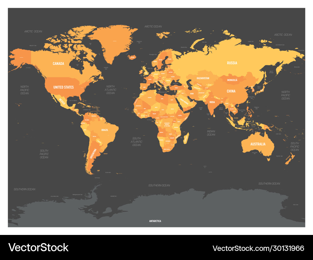 World map high detailed political map Royalty Free Vector