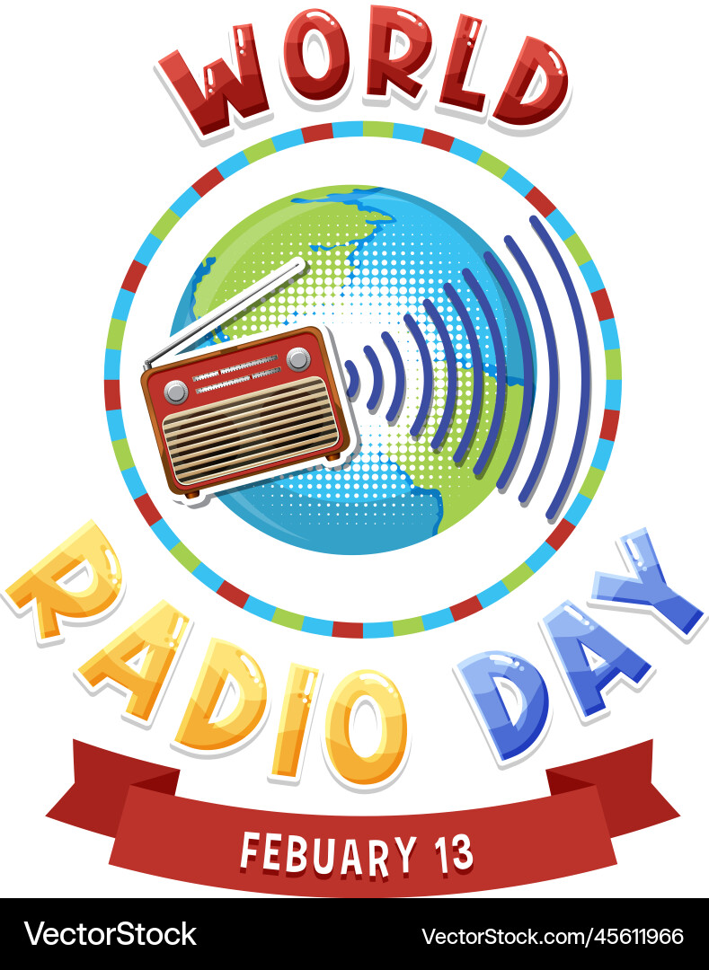 World radio day banner Royalty Free Vector Image