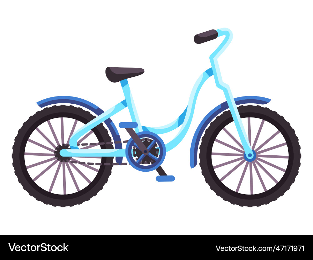 Blue color bicycle wheel speed transportation Vector Image