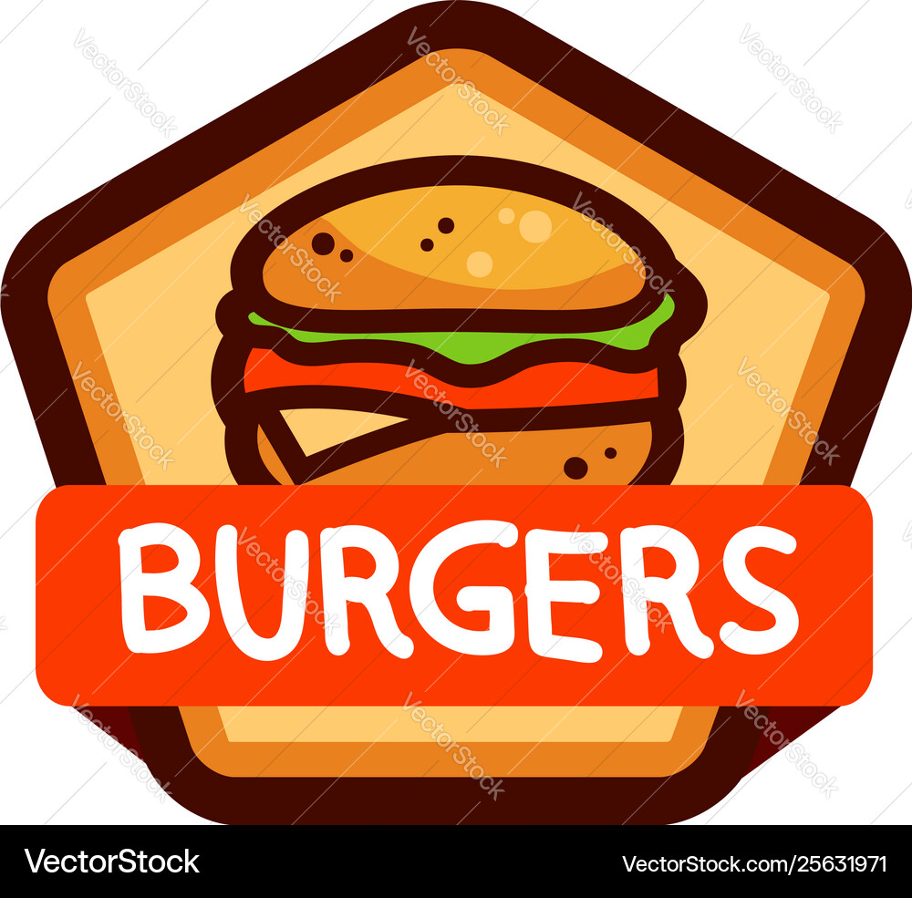 Burger very tasty logo emblem icon Royalty Free Vector Image