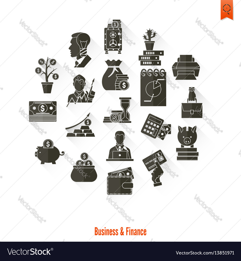 Business and finance icon set Royalty Free Vector Image