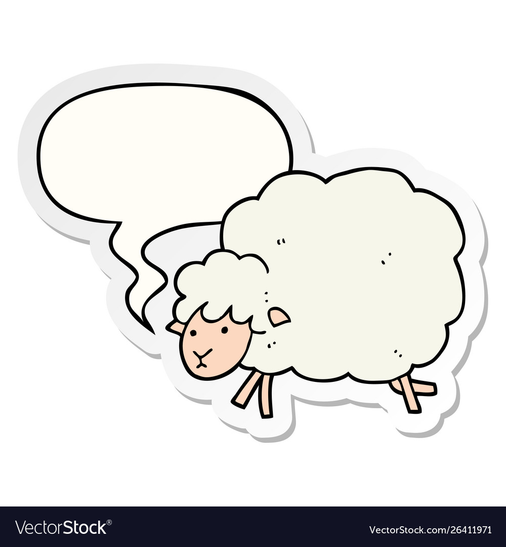 Cartoon sheep and speech bubble sticker Royalty Free Vector