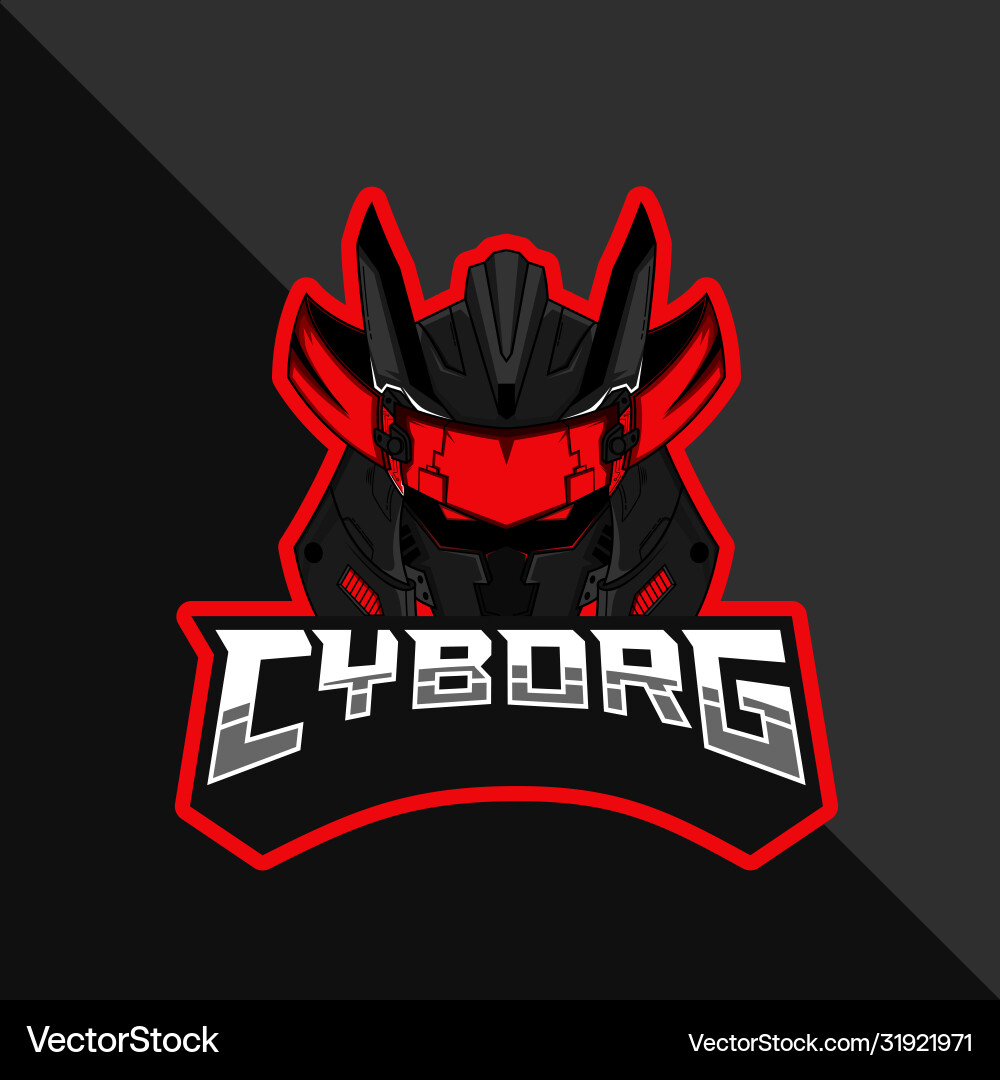 Cyborg robot e-sports mascot logo Royalty Free Vector Image