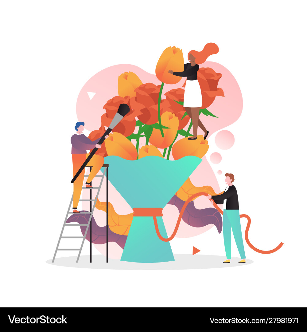 Florist business concept for web banner Royalty Free Vector