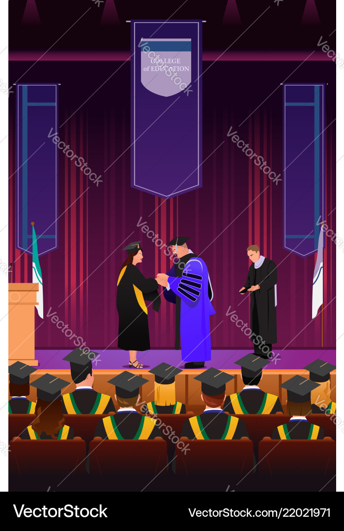 Graduation girl at podium Royalty Free Vector Image