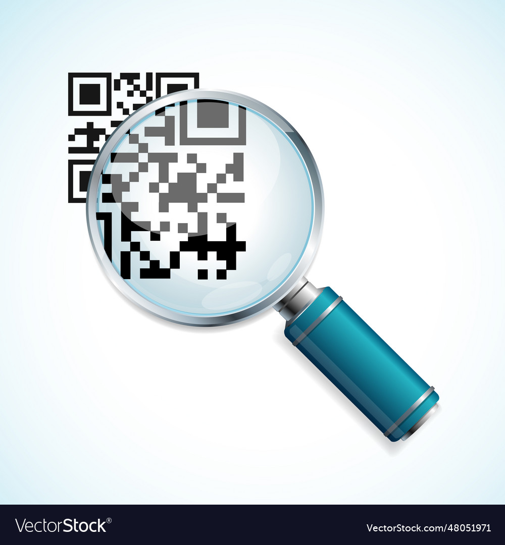 Magnifier and qr code Royalty Free Vector Image