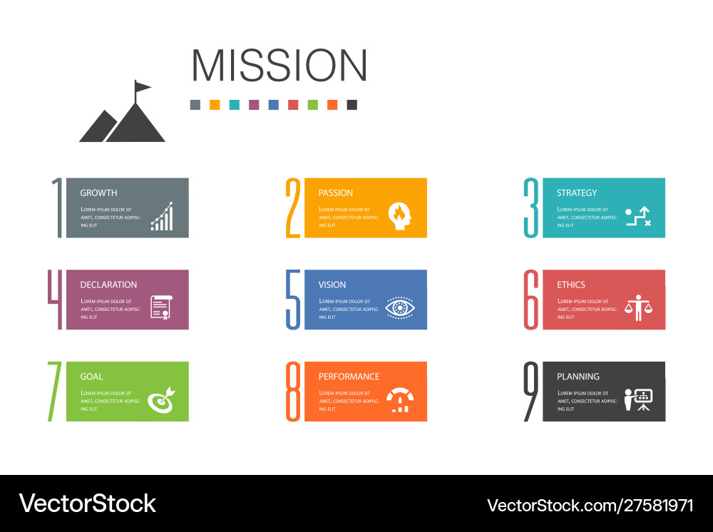 Mission infographic 10 option line conceptgrowth Vector Image