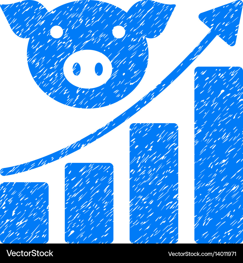 Pig growing chart icon grunge watermark Royalty Free Vector