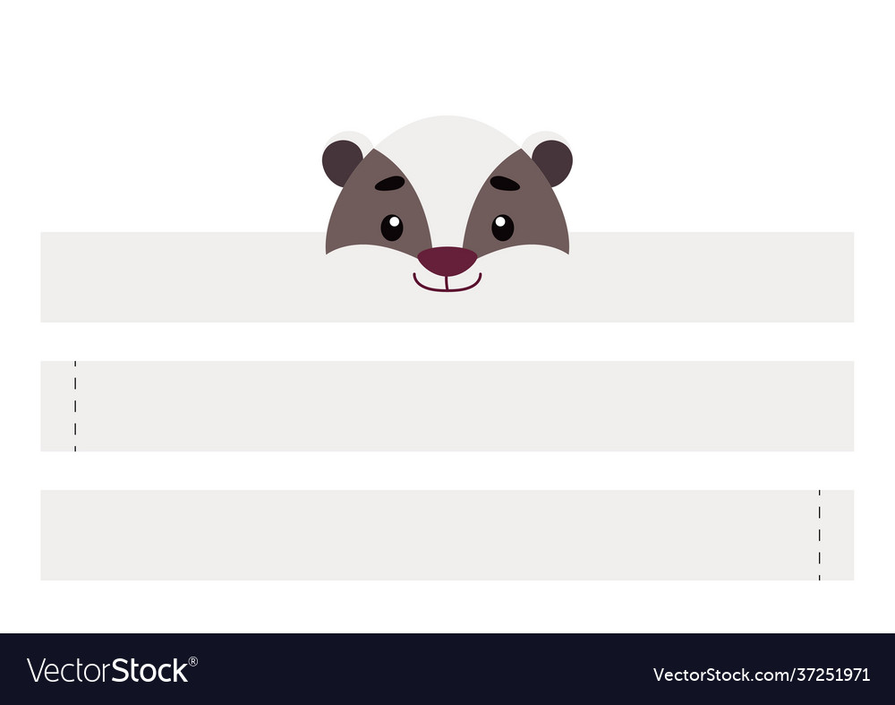 Printable badger paper crown party headband die Vector Image
