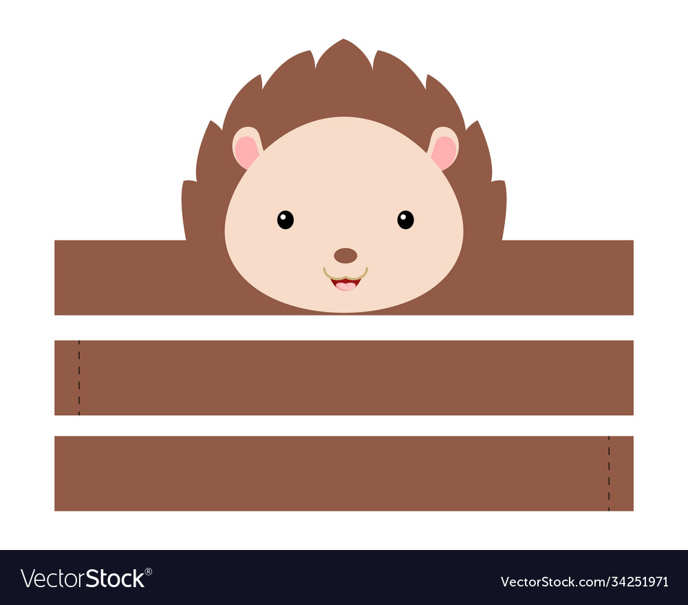 Printable hedgehog paper hat party crown die cut Vector Image