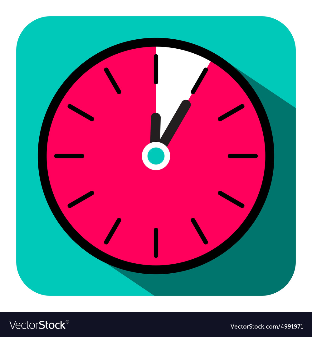 Retro flat design clock - five minutes stop watch Vector Image Retro flat design clock - five minutes stop watch Vector Image