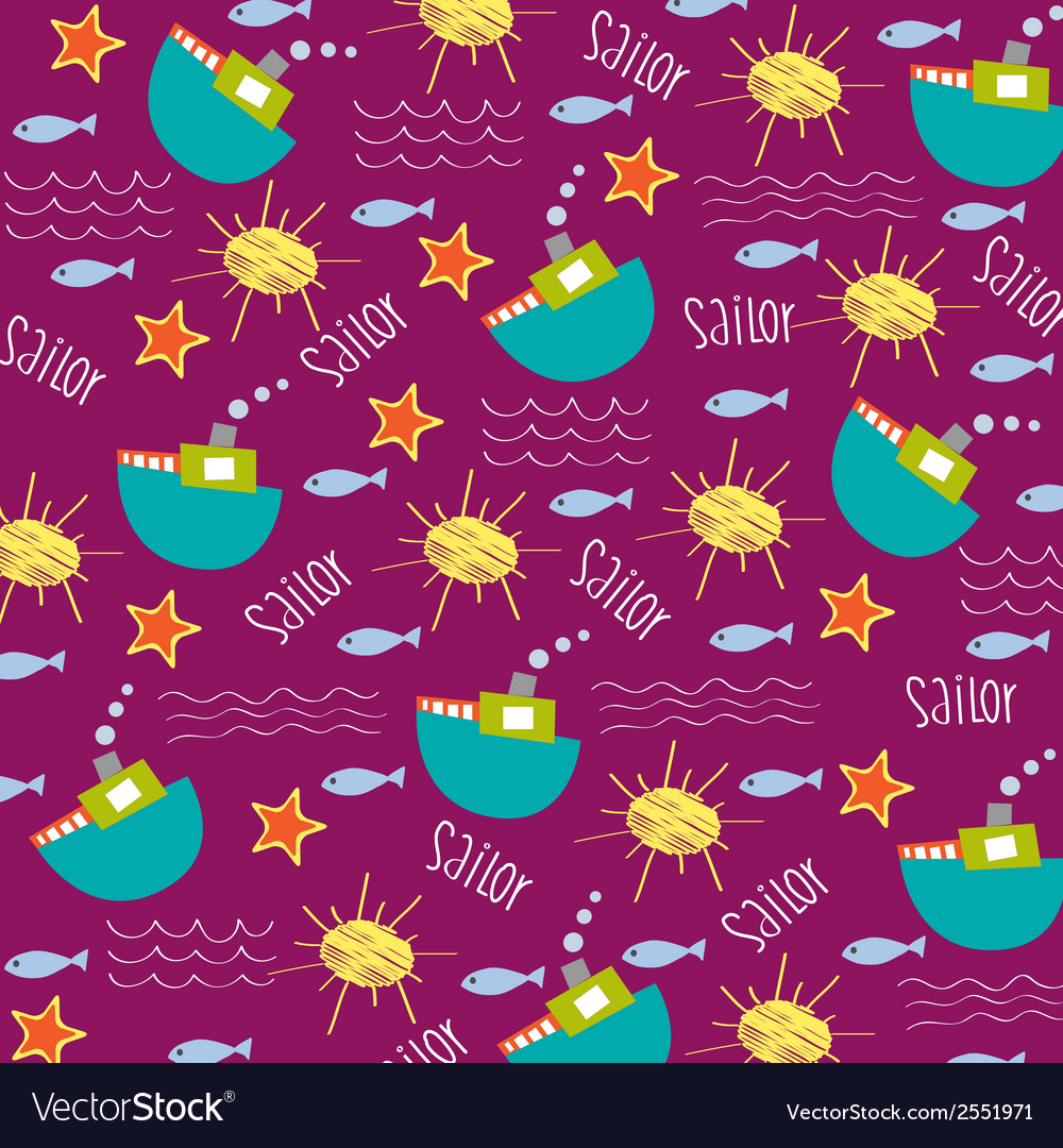 Seamless boat pattern Royalty Free Vector Image