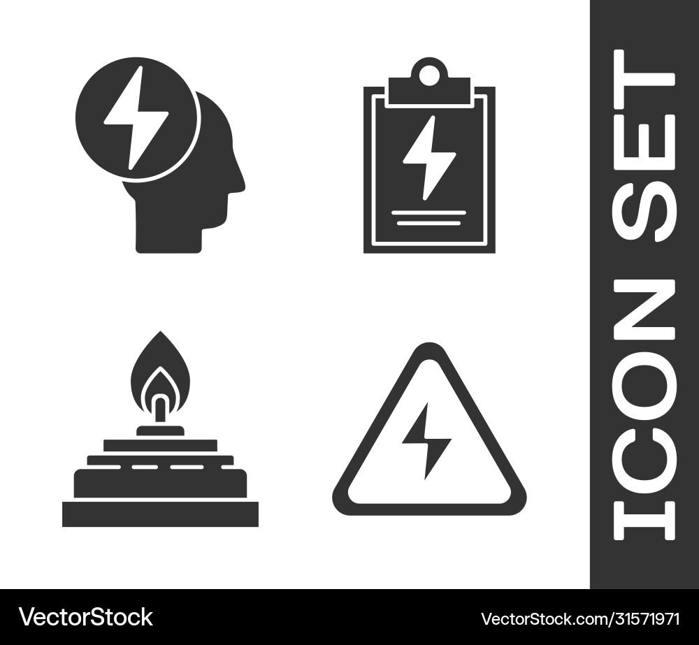Set high voltage sign head and electric symbol Vector Image