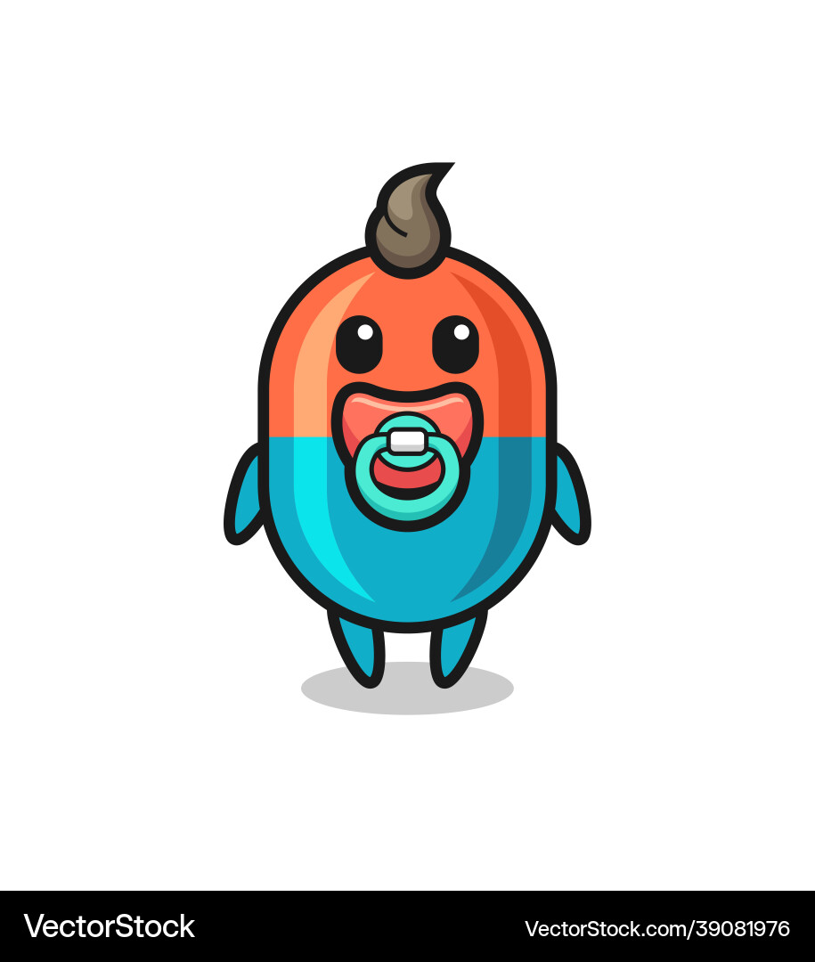 Baby capsule cartoon character with pacifier Vector Image