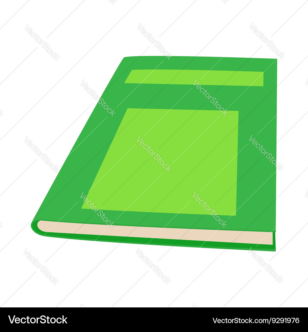 Closed green book icon cartoon style Royalty Free Vector