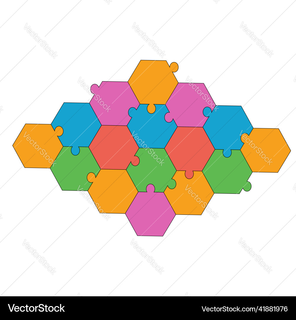 Colorful puzzle hexagon or polygon background Vector Image