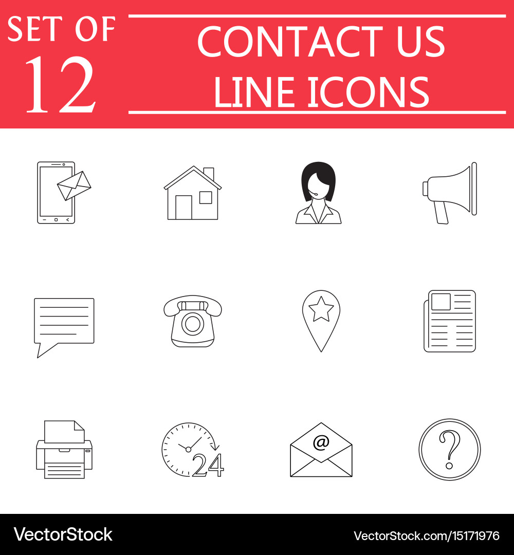 Contact us line icon set web communication signs Vector Image