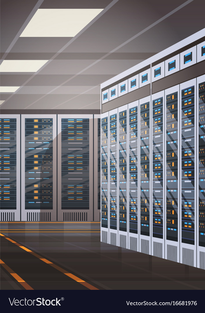 Data center room hosting server computer Vector Image