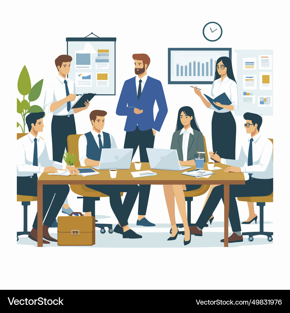 Group of team office together talking strategy Vector Image