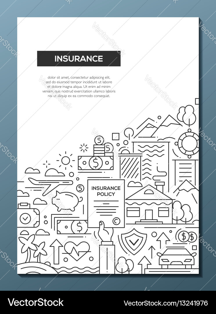 Insurance - line design brochure poster template Vector Image